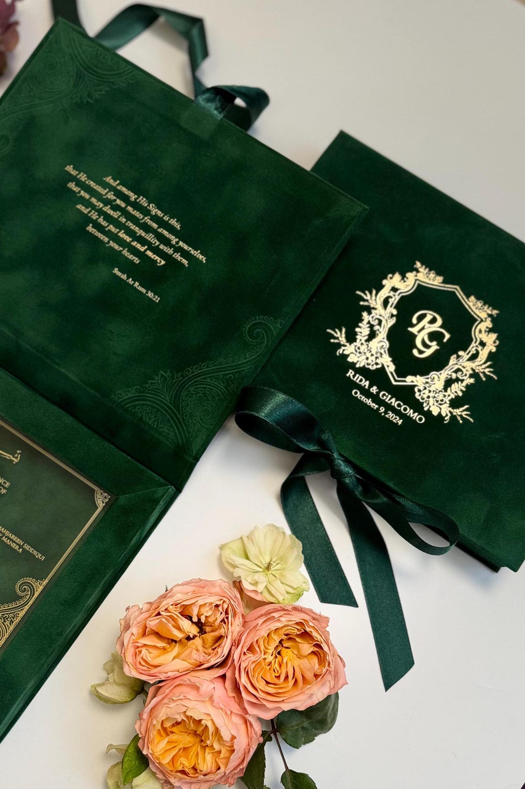 Wedding Invitation Box Suite | Acrylic Wedding Emerald Boxed ...
