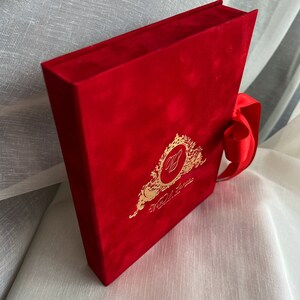 Wedding Invitation Box | Red Velvet Invitation Box Set | Acrylic ...