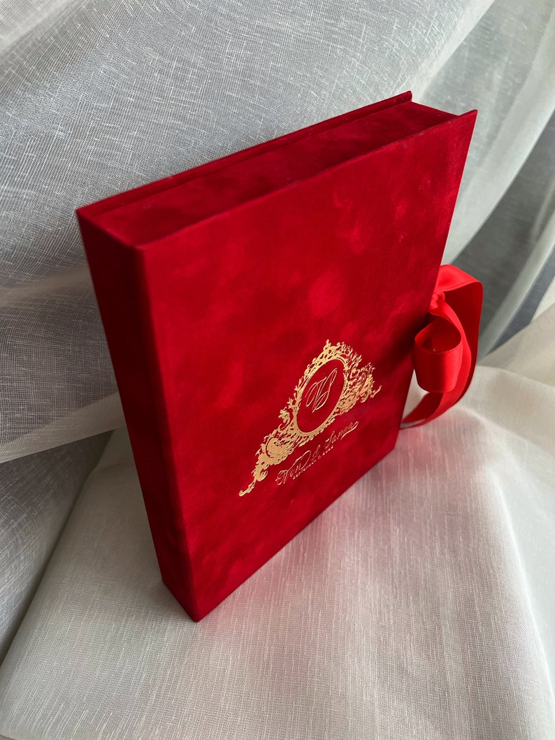 Wedding Invitation Box | Red Velvet Invitation Box Set | Acrylic ...
