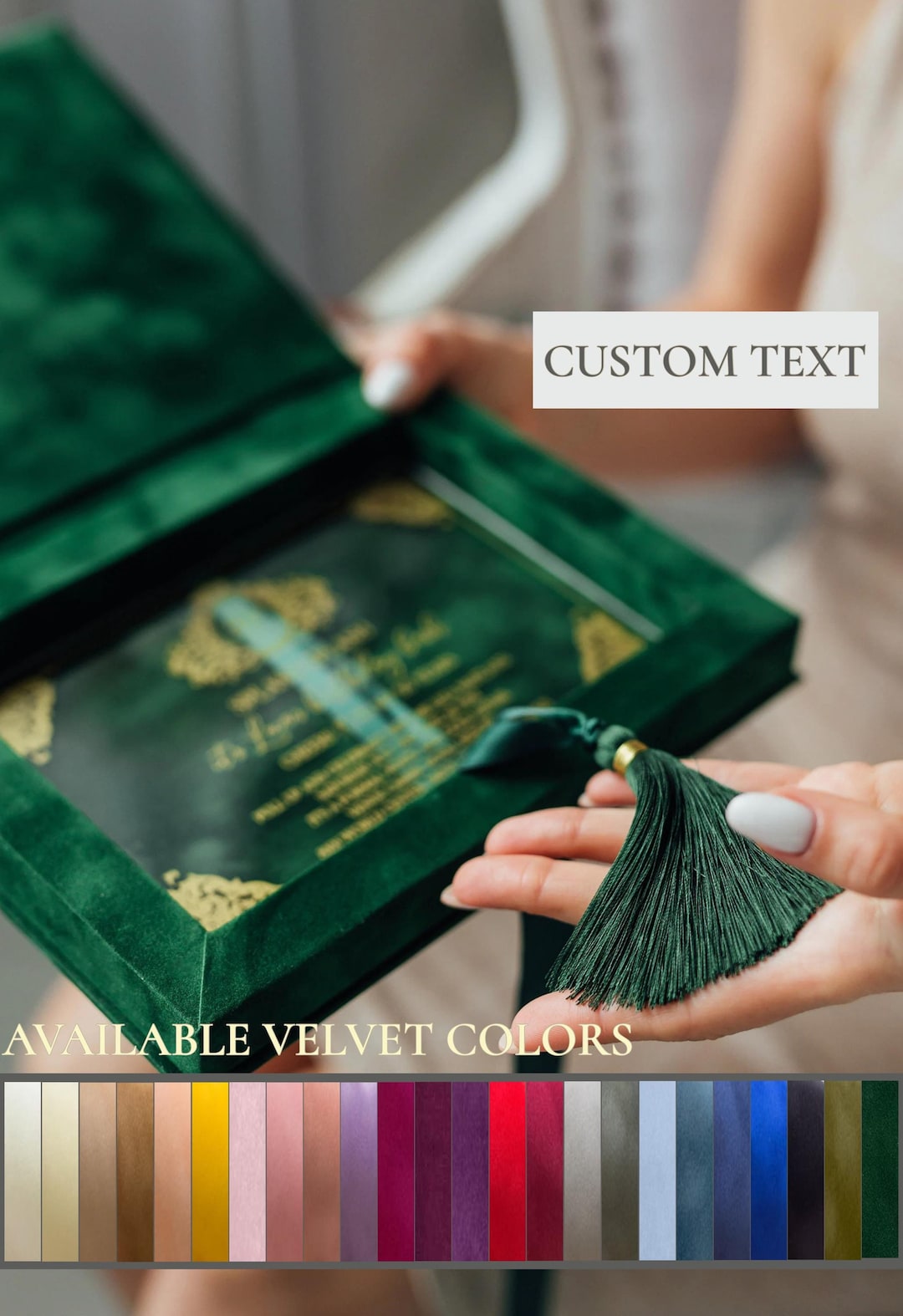 Luxury Green Velvet Wedding Invitation Box Suede | Acrylic Wedding ...