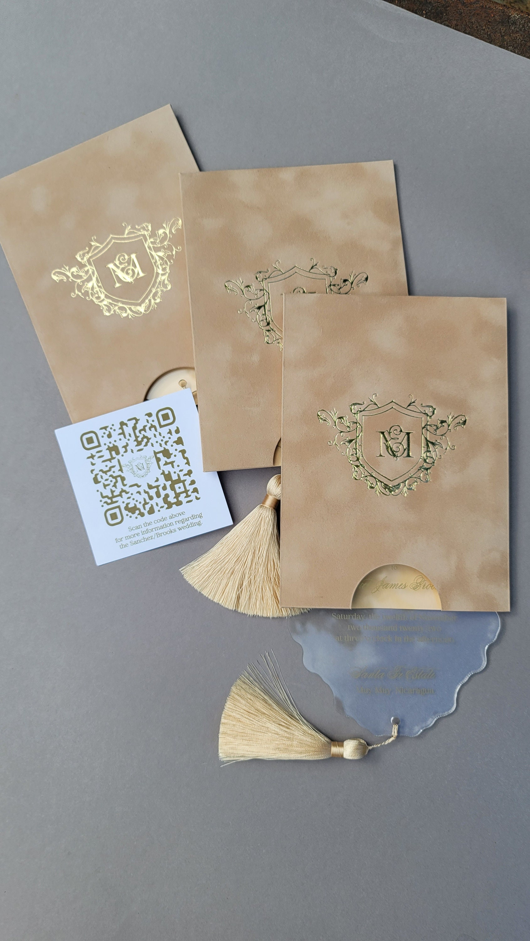 Wedding Invitation Set | Minimalist Velvet Envelope | Acrylic ...