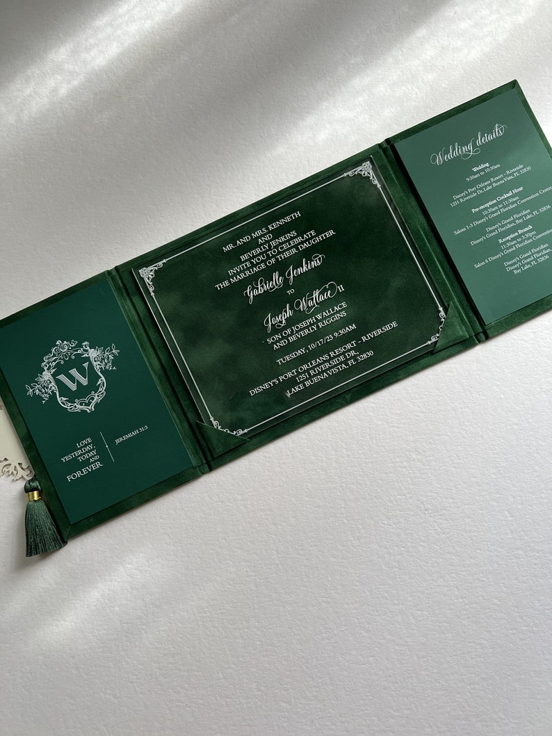 Wedding Invitation Suede | Luxury Forest Velvet Envelope and Elegant ...