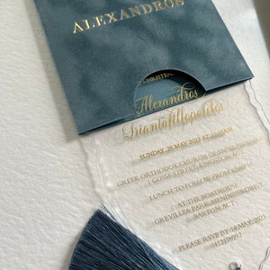 Custom Baptism Invitation Set | Christening Velvet Envelope | Acrylic ...