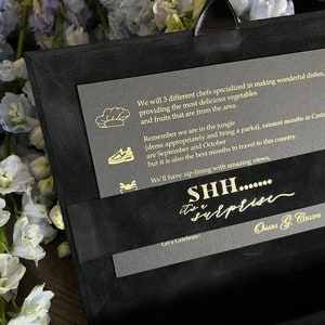 Luxury Black Wedding Velvet Invitation Box With Blind Logo Press ...