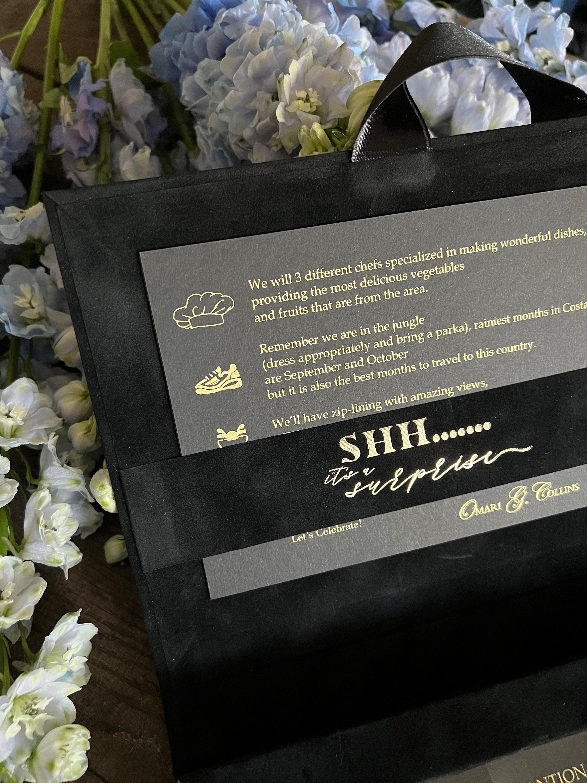 Luxury Black Wedding Velvet Invitation Box With Blind Logo Press ...