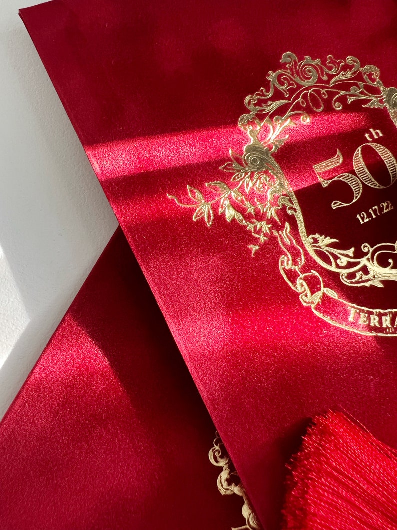 Red Invitation | Luxury Red Velvet Envelope and Elegant Acrylic ...