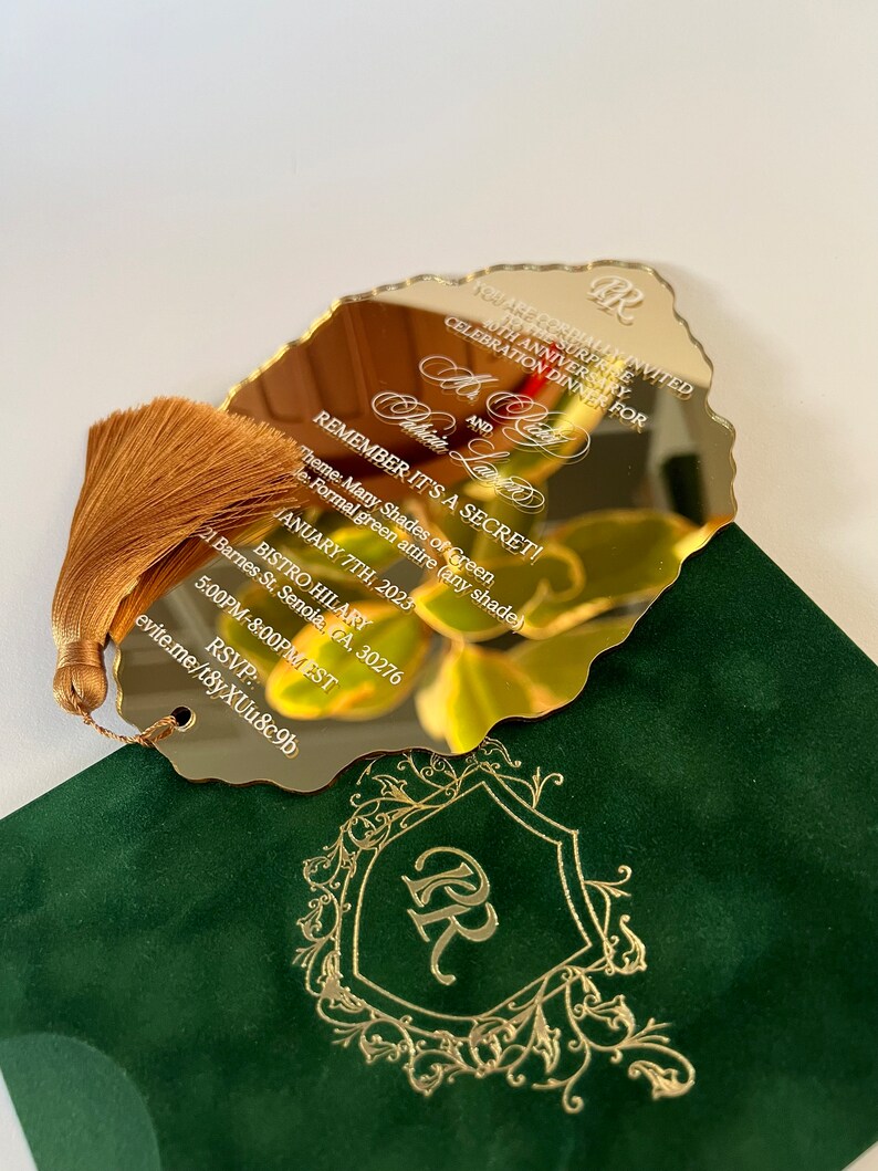 Luxury Green Velvet Envelope and Elegant Mirror Acrylic - Etsy Luxury Green Velvet Envelope and Elegant Mirror Acrylic - Etsy