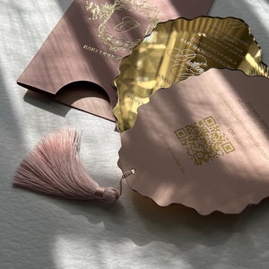 Luxury Gold Acrylic Velvet Suede QR Code | Minimalist Wedding Set ...