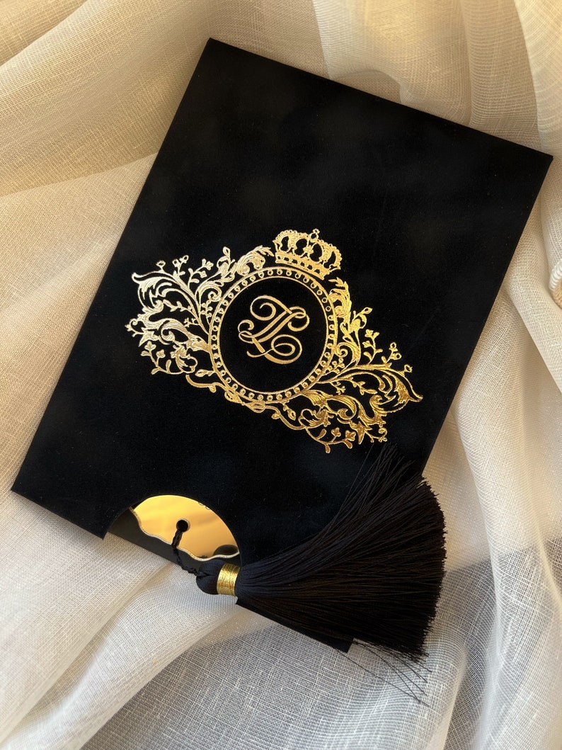 Luxury Black Velvet Envelope and Elegant Acrylic Wedding Invitation ...