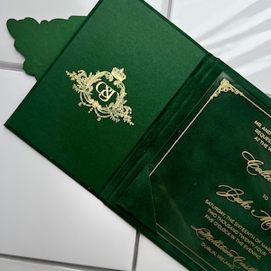 Velvet Pocket Wedding Invitation Suite | Customizable Acrylic Trifold ...