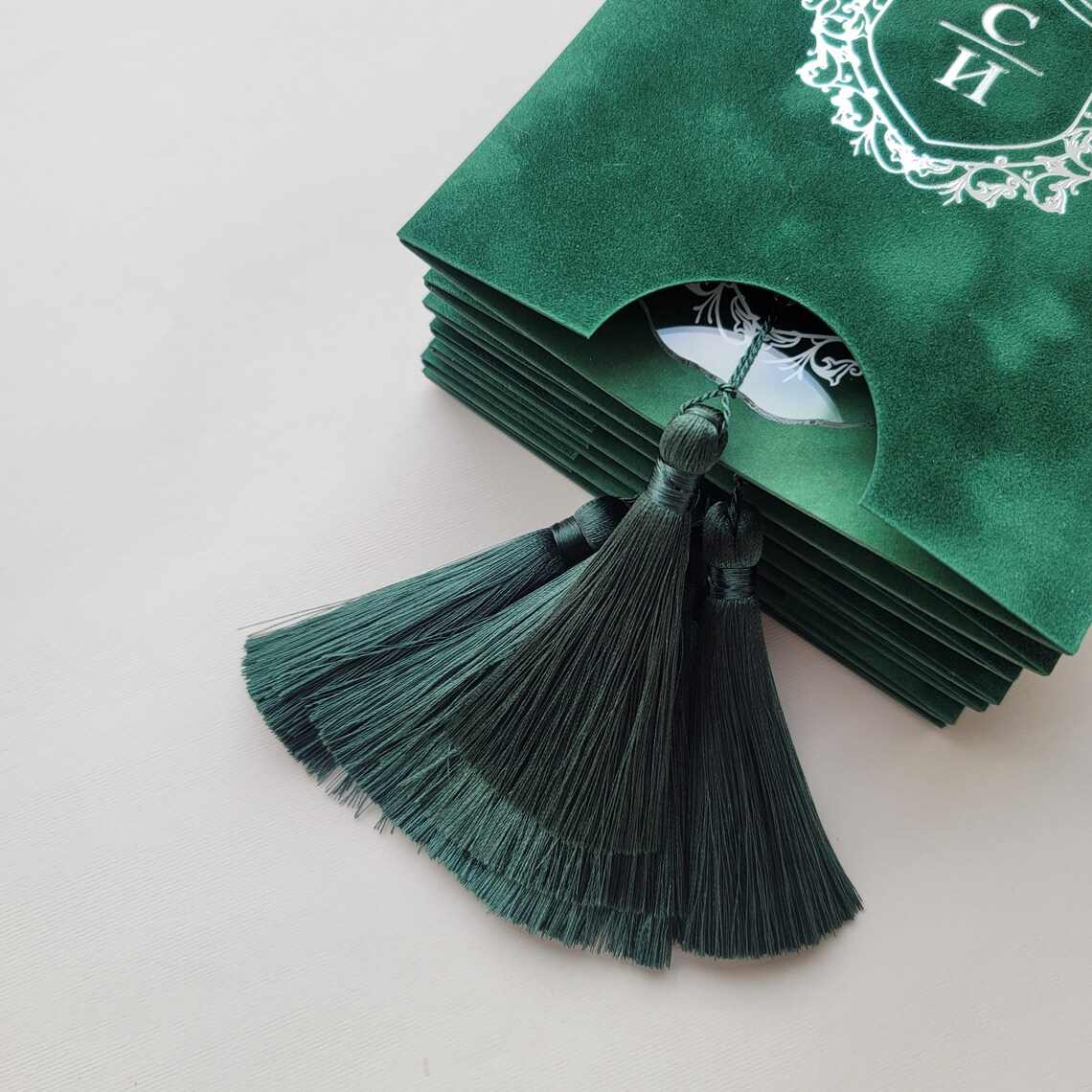 Wedding Invitation. Luxury Green Velvet Envelope and Elegant - Etsy