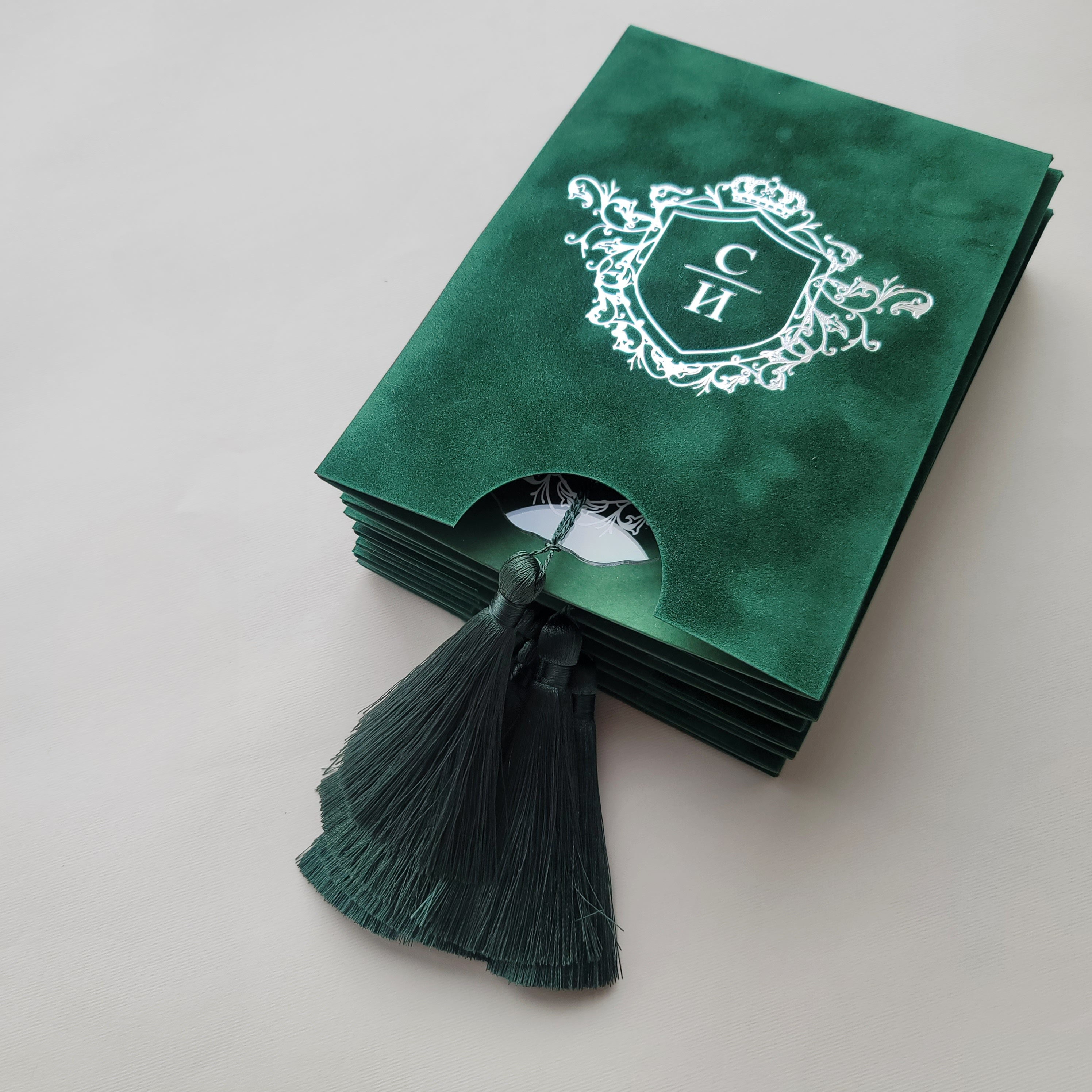 Wedding Invitation. Luxury Green Velvet Envelope and Elegant - Etsy