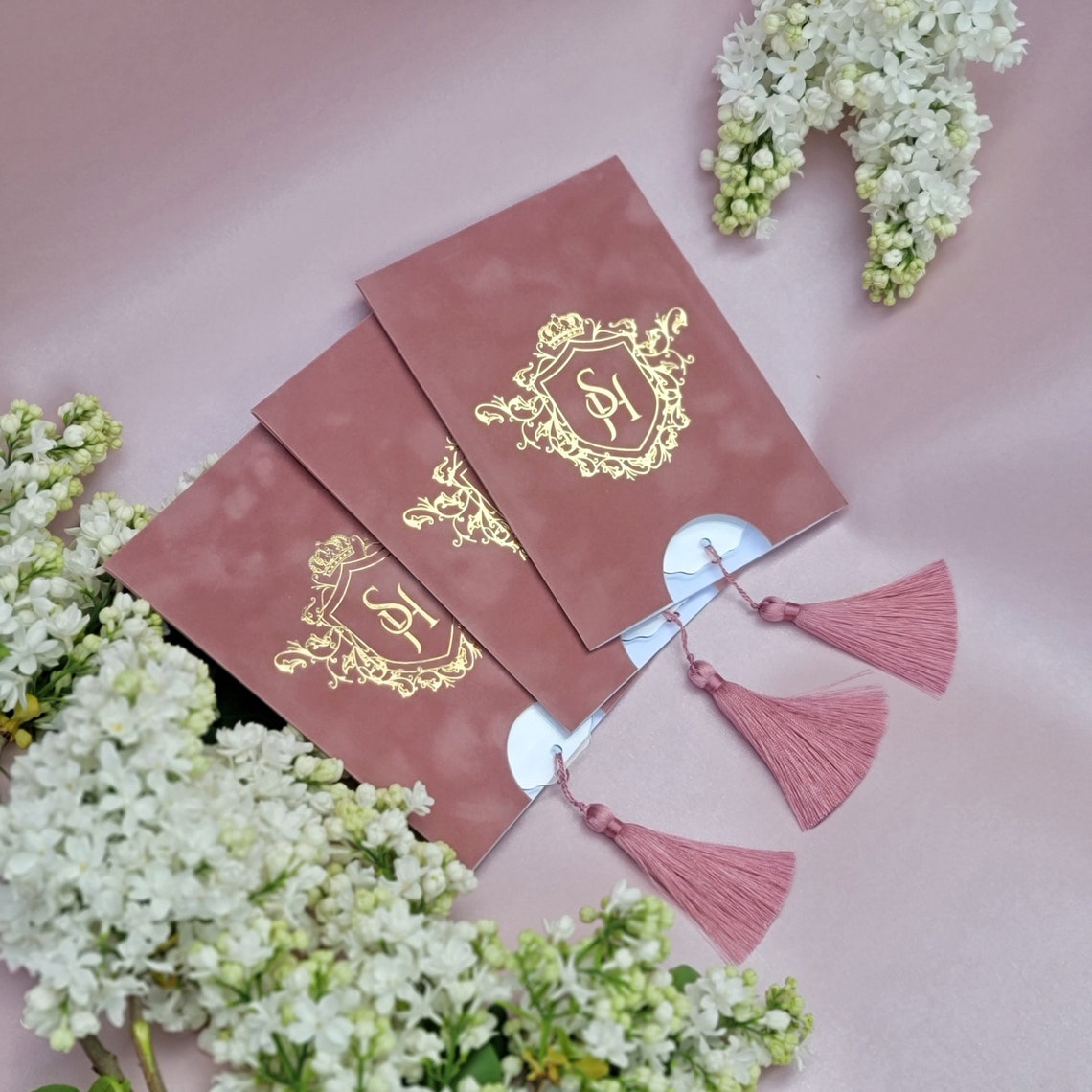 Wedding Invitation Powder Pink Velvet Envelope Acrylic | Etsy