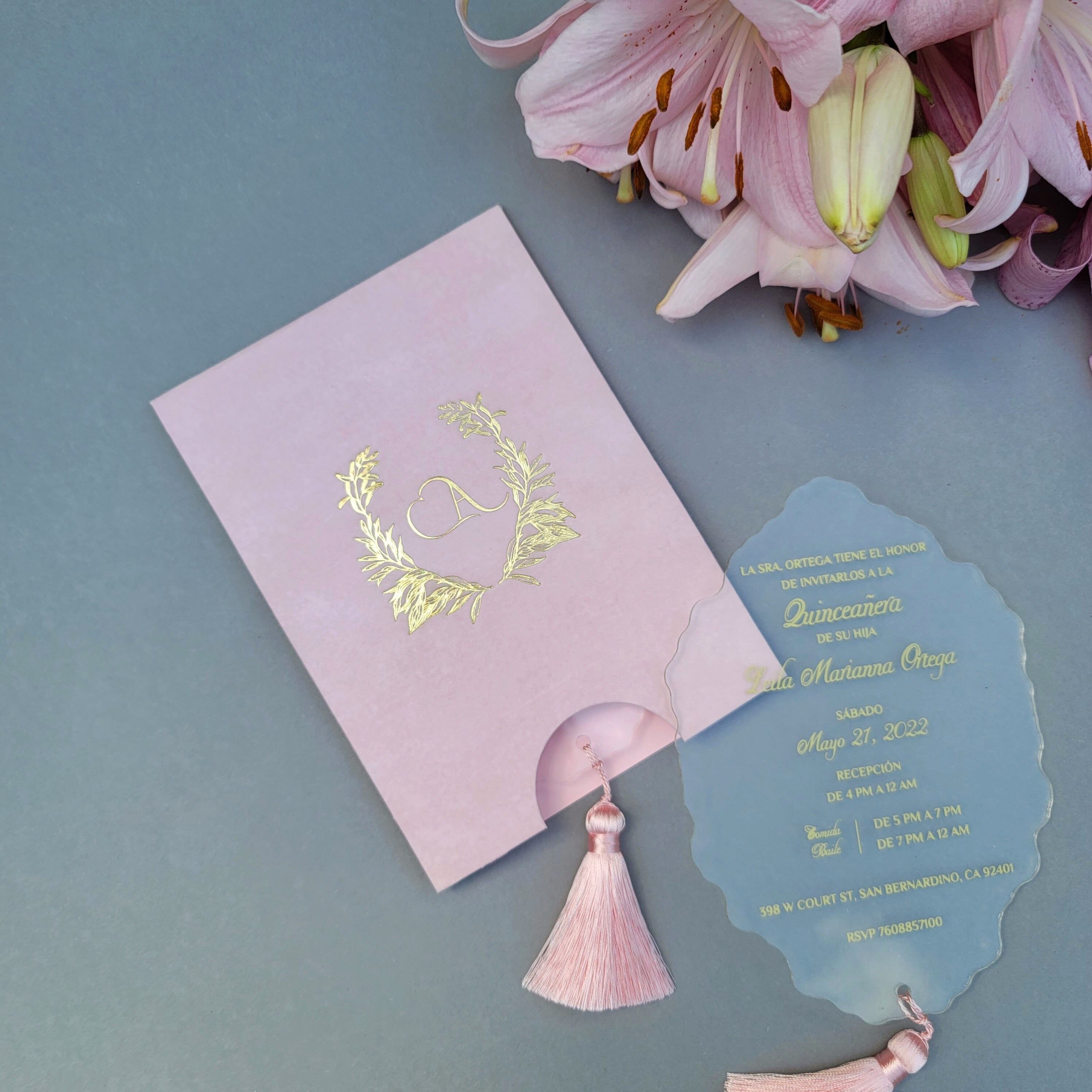 Mirror Invitation With Velvet Envelope Luxury Quinceanera - Etsy