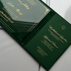 Velvet Pocket Wedding Invitation Suite | Customizable Acrylic Trifold ...