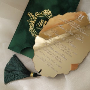 Luxury Green Velvet Envelope and Elegant Acrylic Wedding Invitation ...