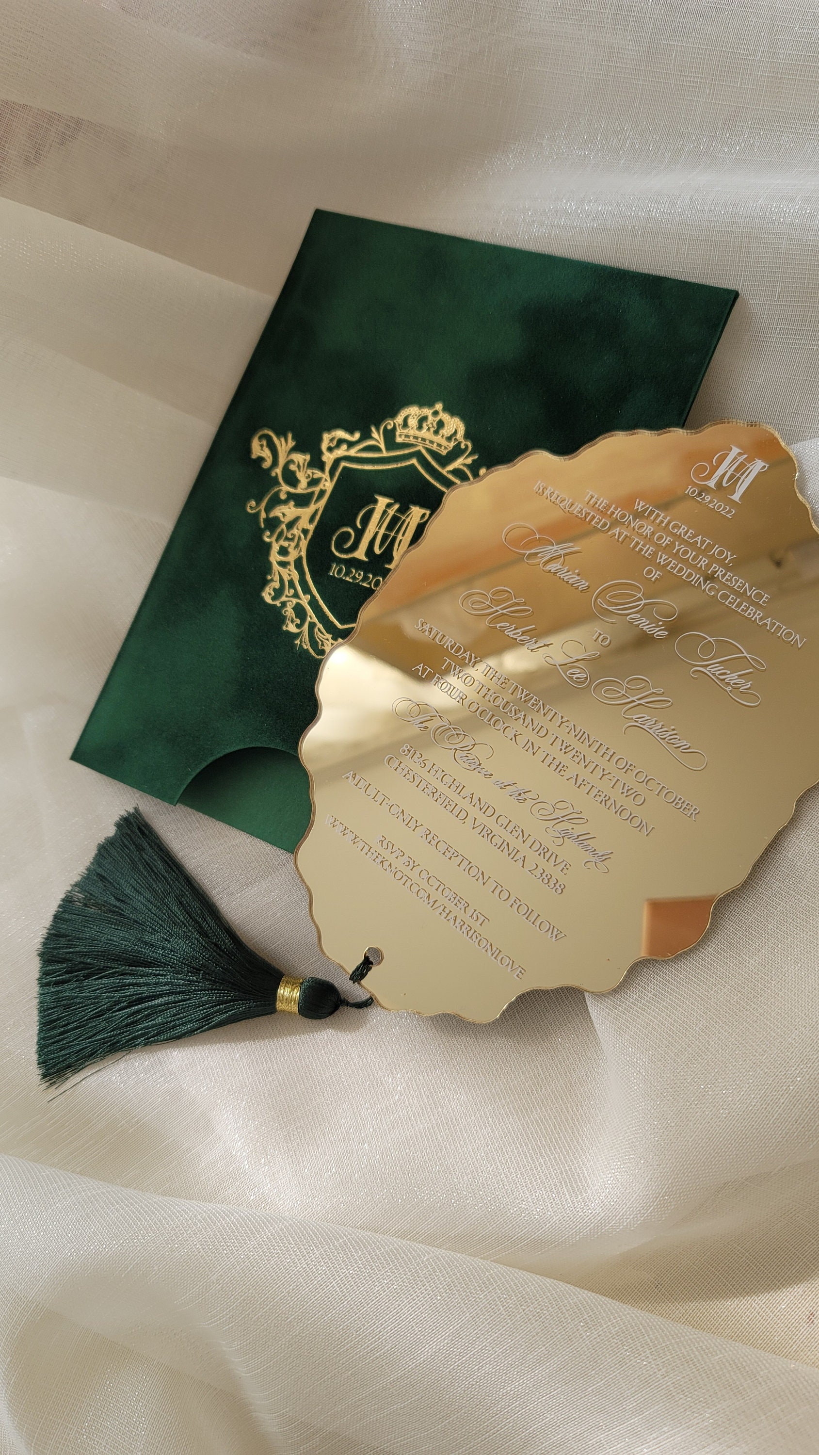 Luxury Green Velvet Envelope and Elegant Acrylic Wedding - Etsy Luxury Green Velvet Envelope and Elegant Acrylic Wedding - Etsy