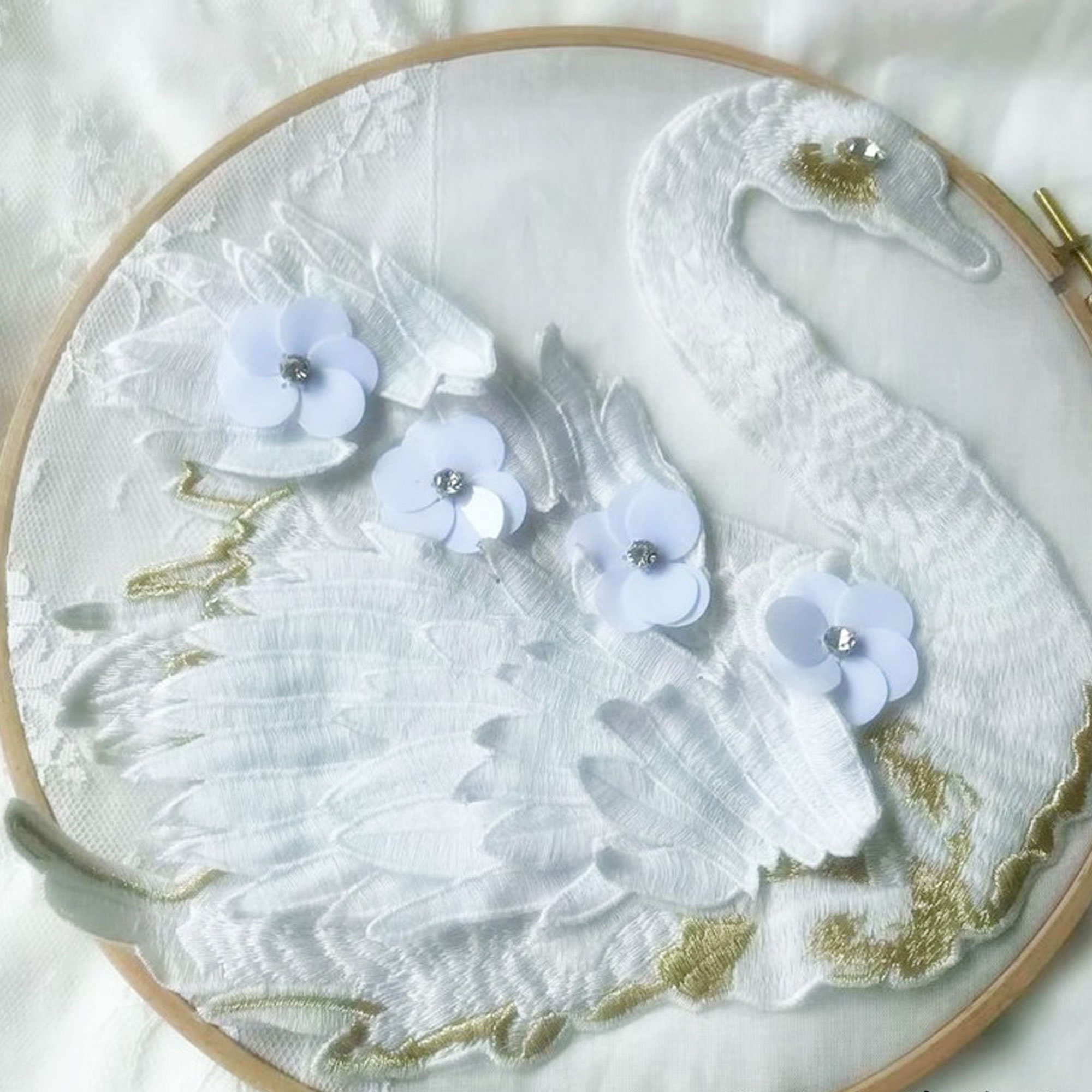 Swan Patch Beads Embroidery Flower Wings Swan Applique for Dress,shirts ...