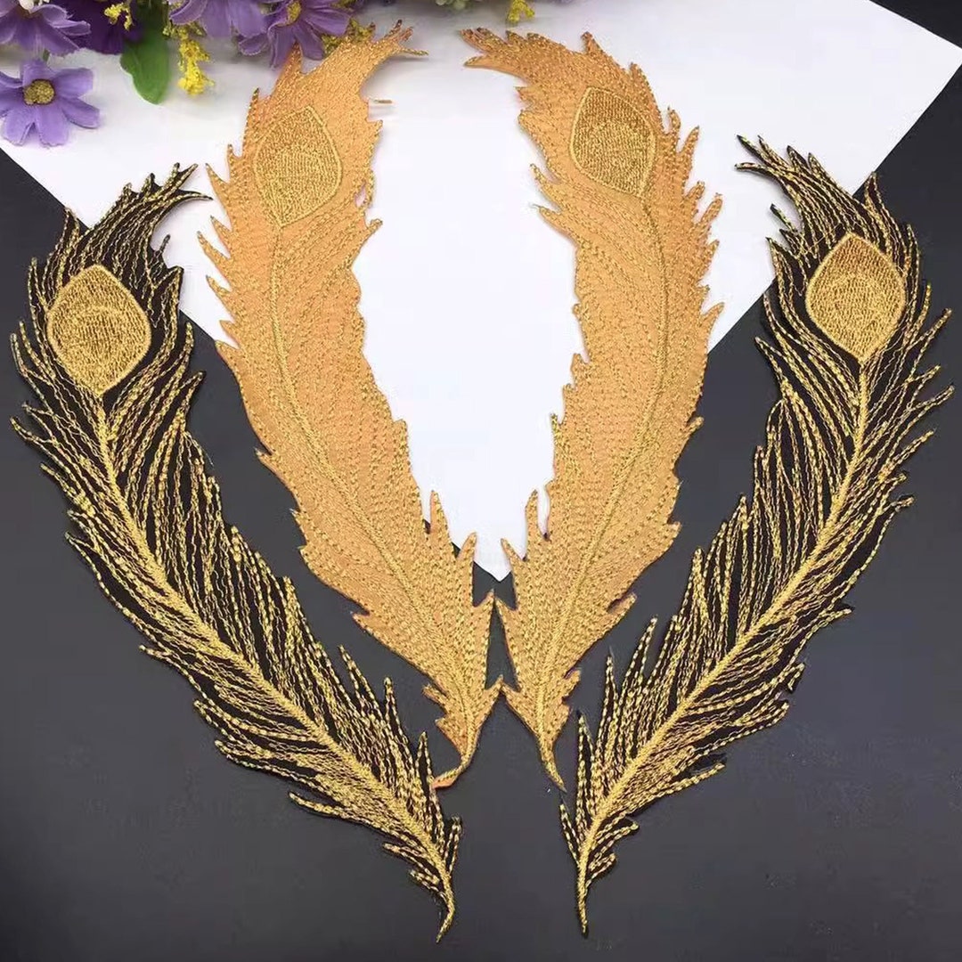 Iron on Embroidery Wings 2 Pairs Peacock Feathers for Costumes ,crafts ...