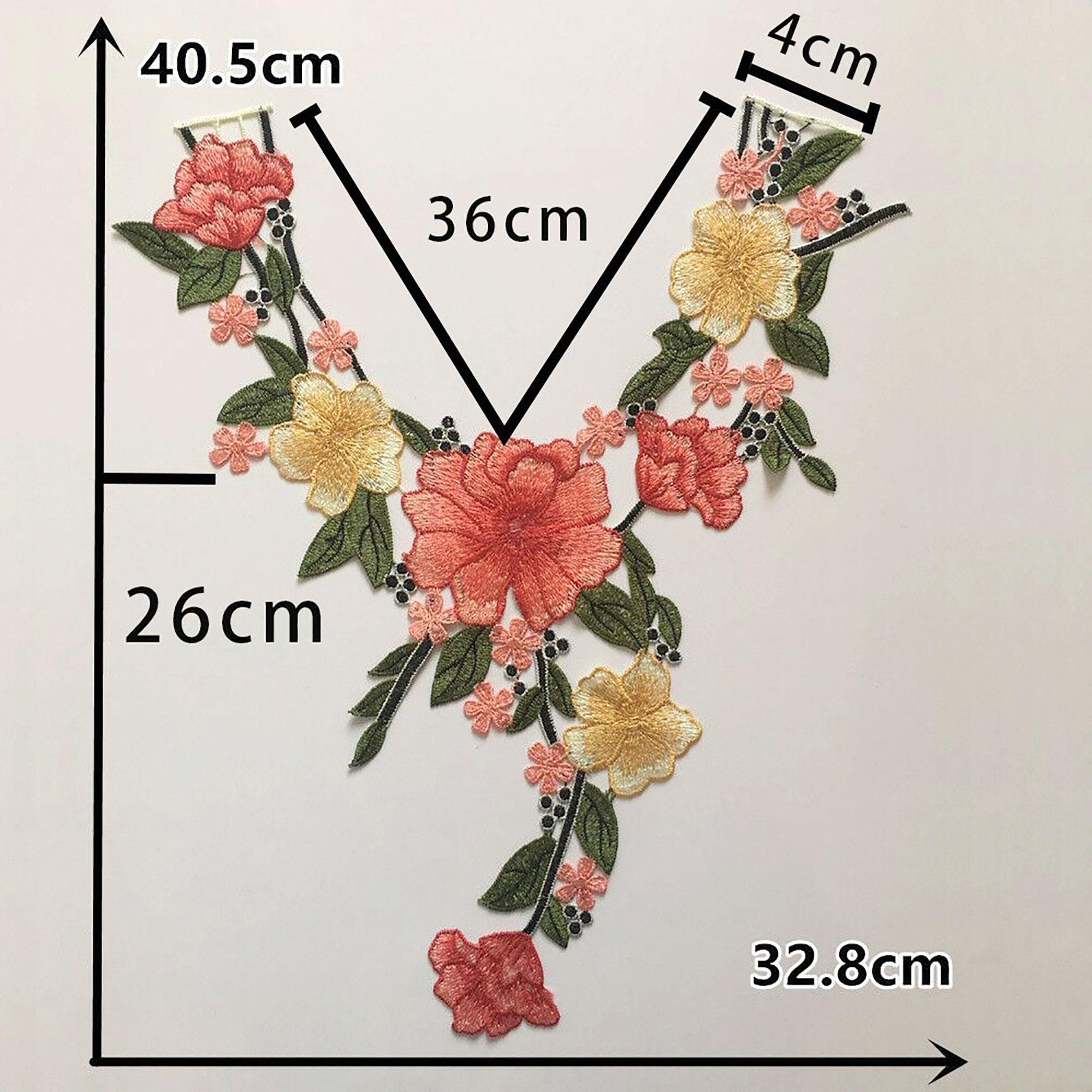 Flower Neckline Applique Embroidery Vine of Floral Lace Patch Party ...