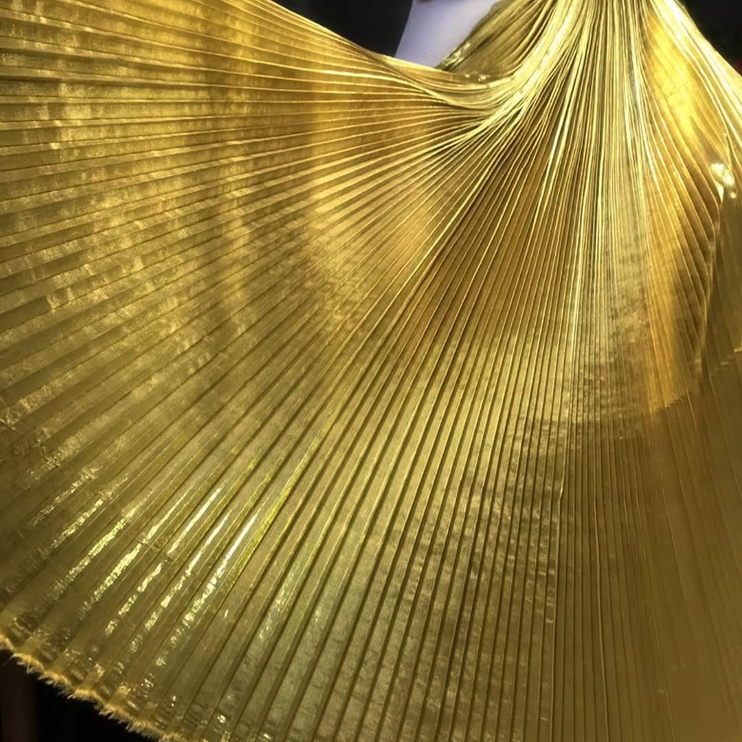 Stiff Pleated Fabric Metallic Luster Organza Fabric for Party Dress ...