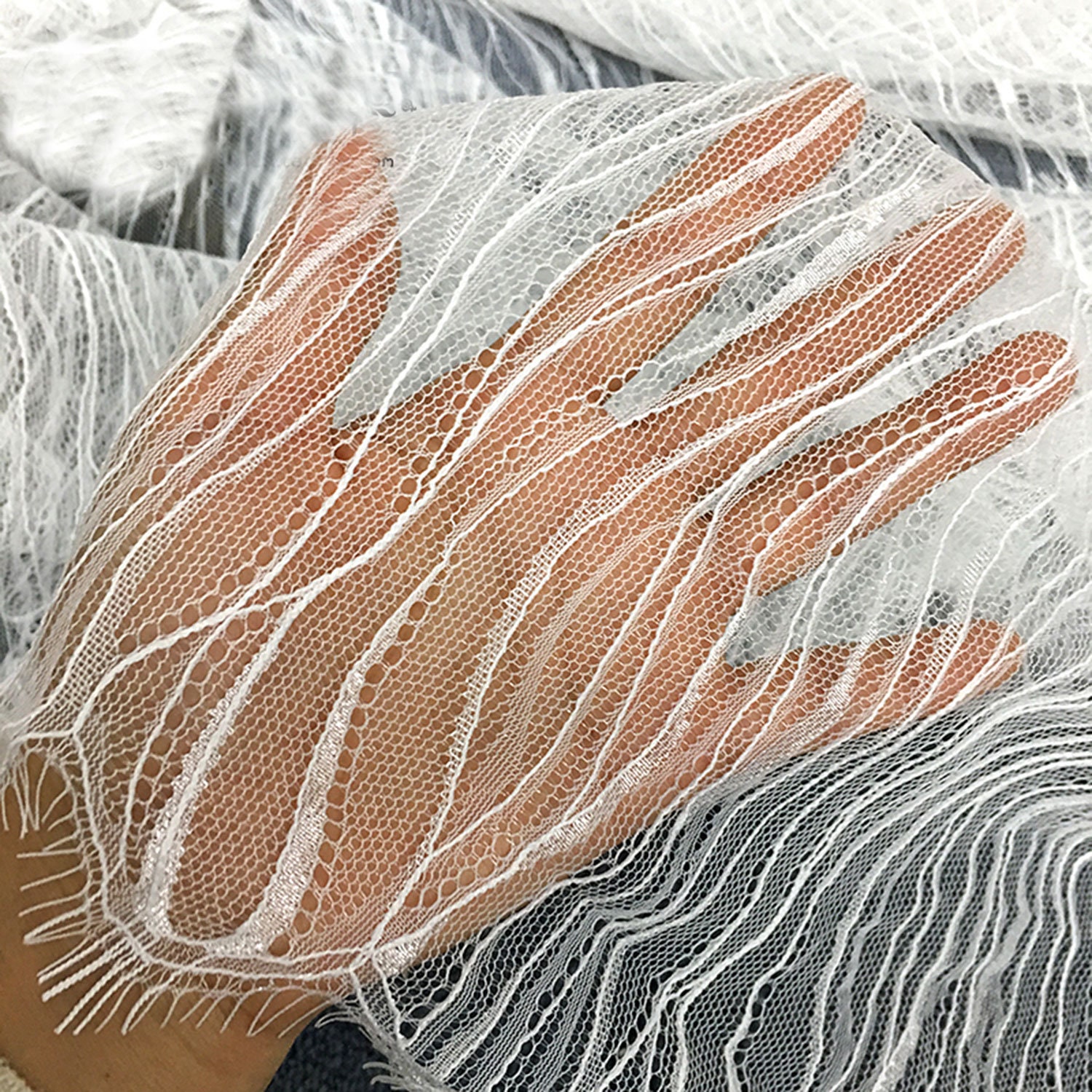 3 Meters Eyelash Lace Fabric Chantilly Lace Mesh Scalloped - Etsy