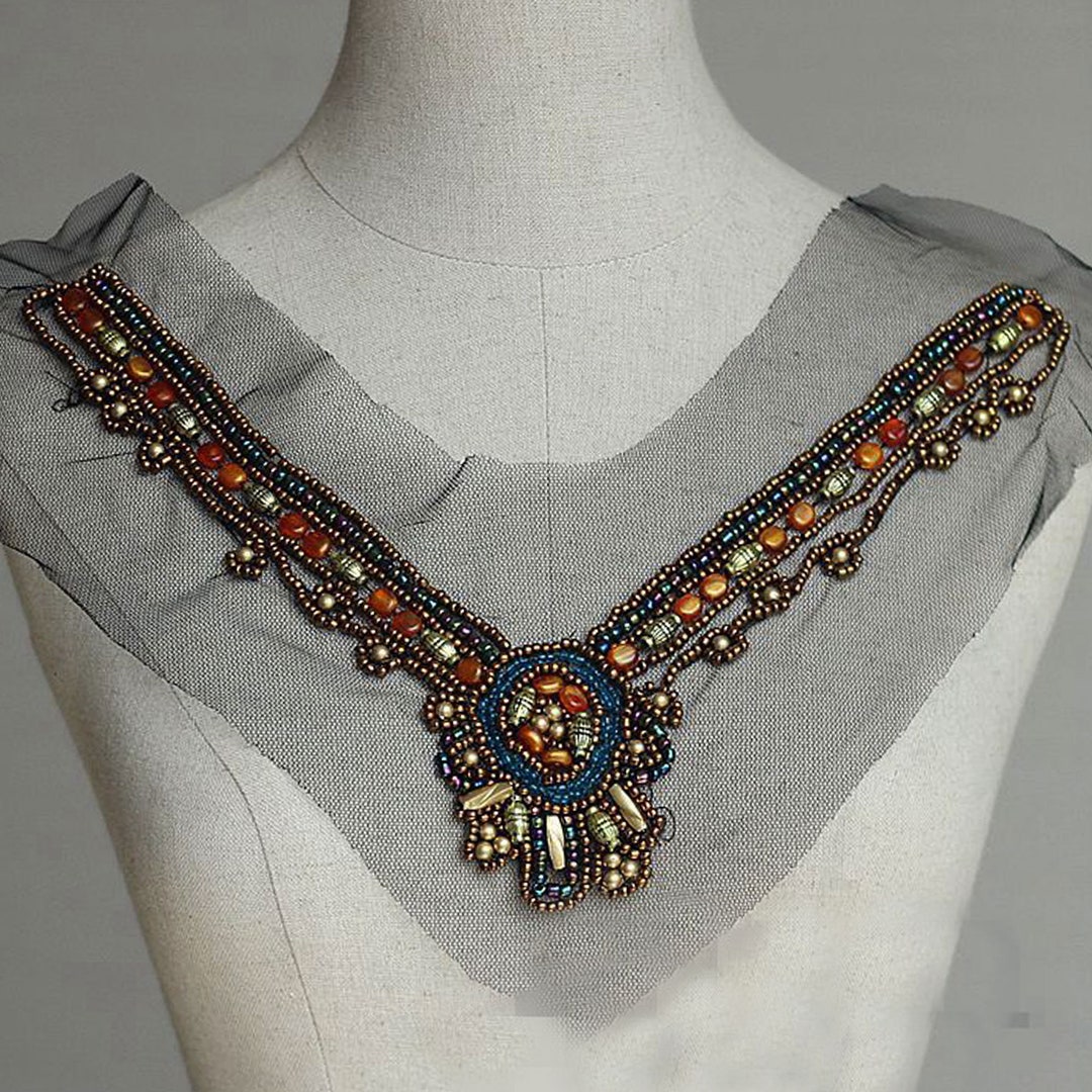 Bohemia Applique Beaded Neckline Applique for Blouse ,costumes - Etsy