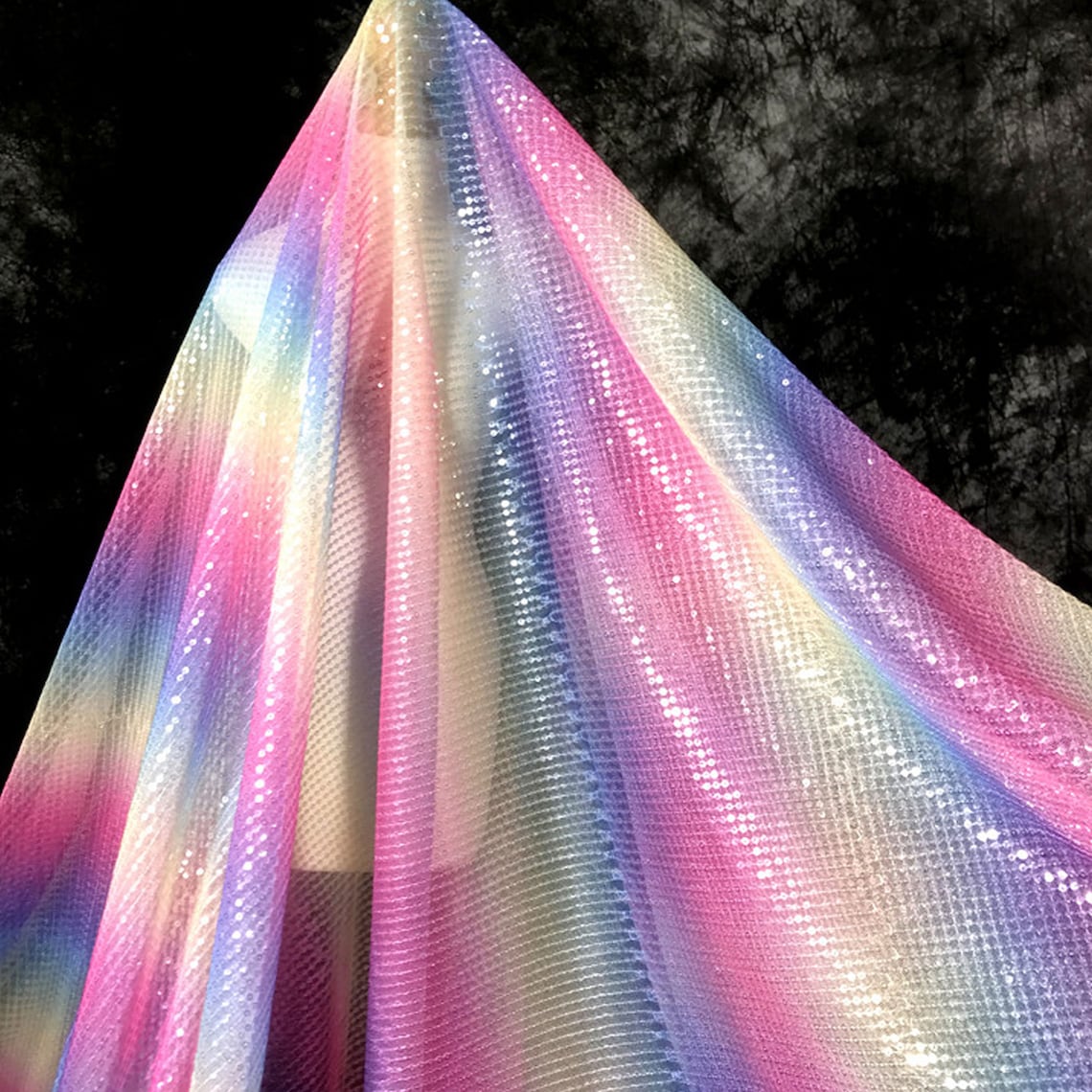 Rainbow Color Lace Fabric by Yard Shine Sequined Lace Mesh - Etsy
