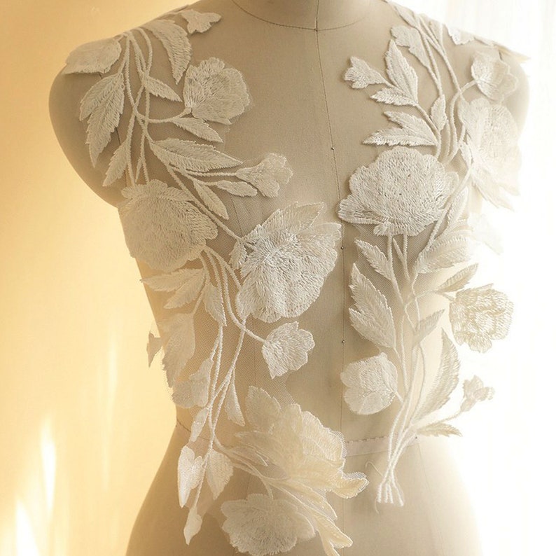 Large Flower Applique Embroidery Lace Applique Floral Patch Accessories ...