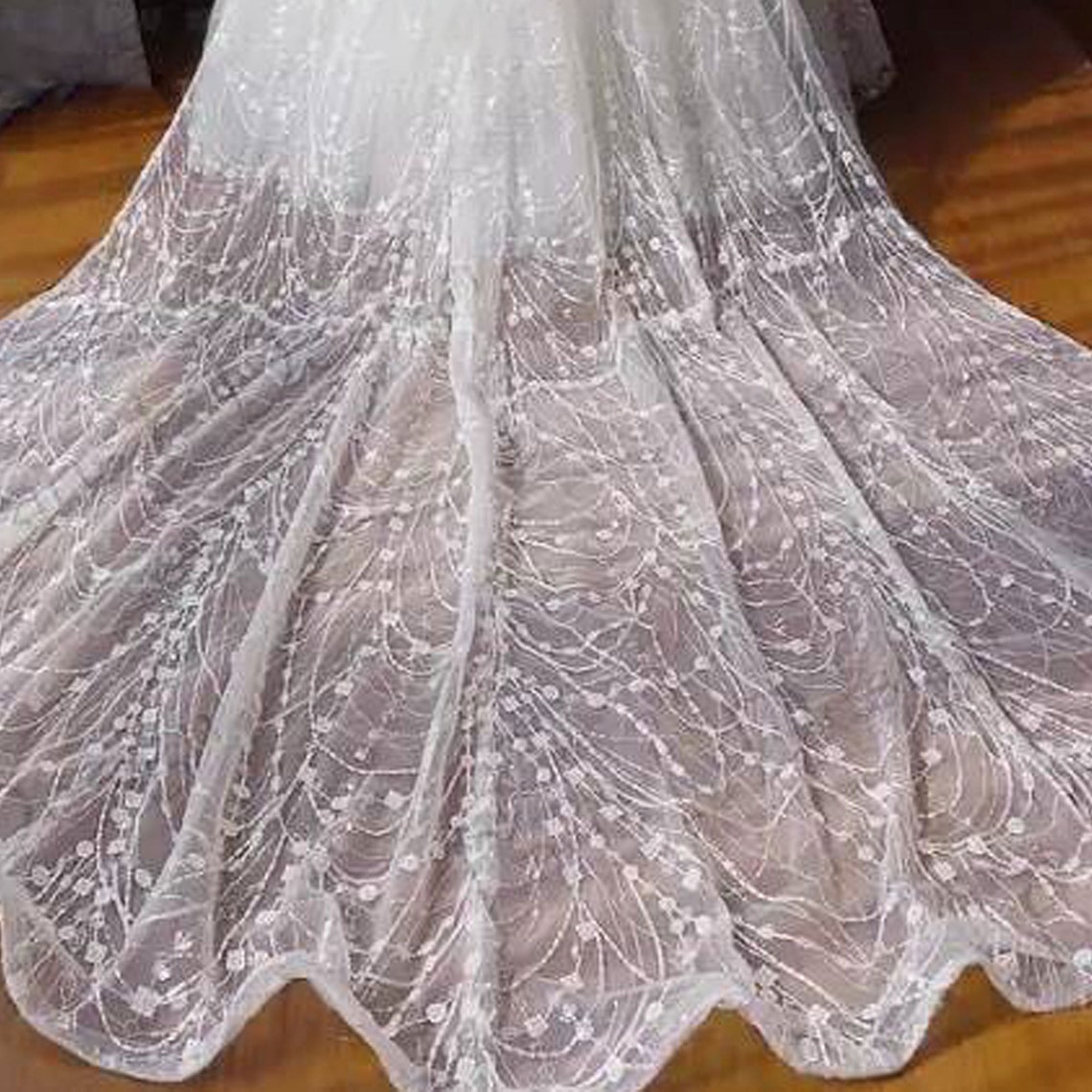 Transparent Sequined Lace Fabric by Yard Embroidery Lace Mesh Tulle for ...