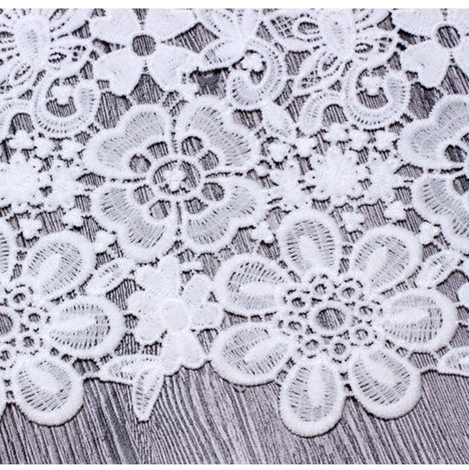 White Flower Lace Fabric by Yard Venice Fabric Hollowed | Etsy