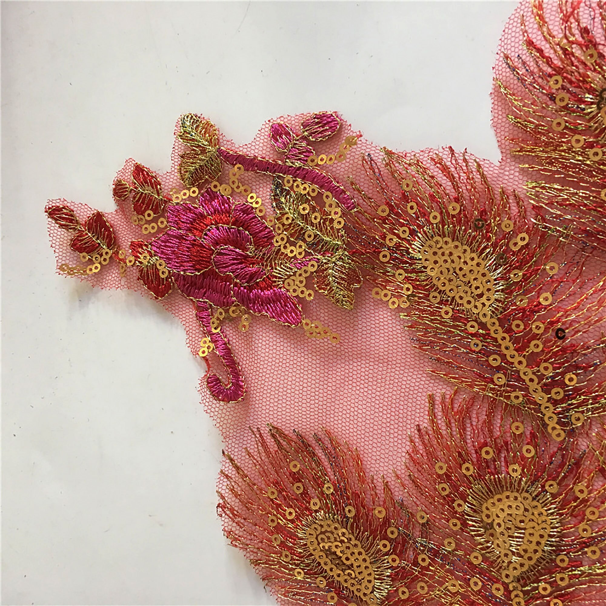 Golden Fuchsia Phoenix Applique Sparkling Sequined Birds Patch - Etsy