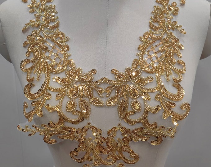 Gold Patches 10 PCS Bridal Wedding Embroidery Flower Appliques for ...