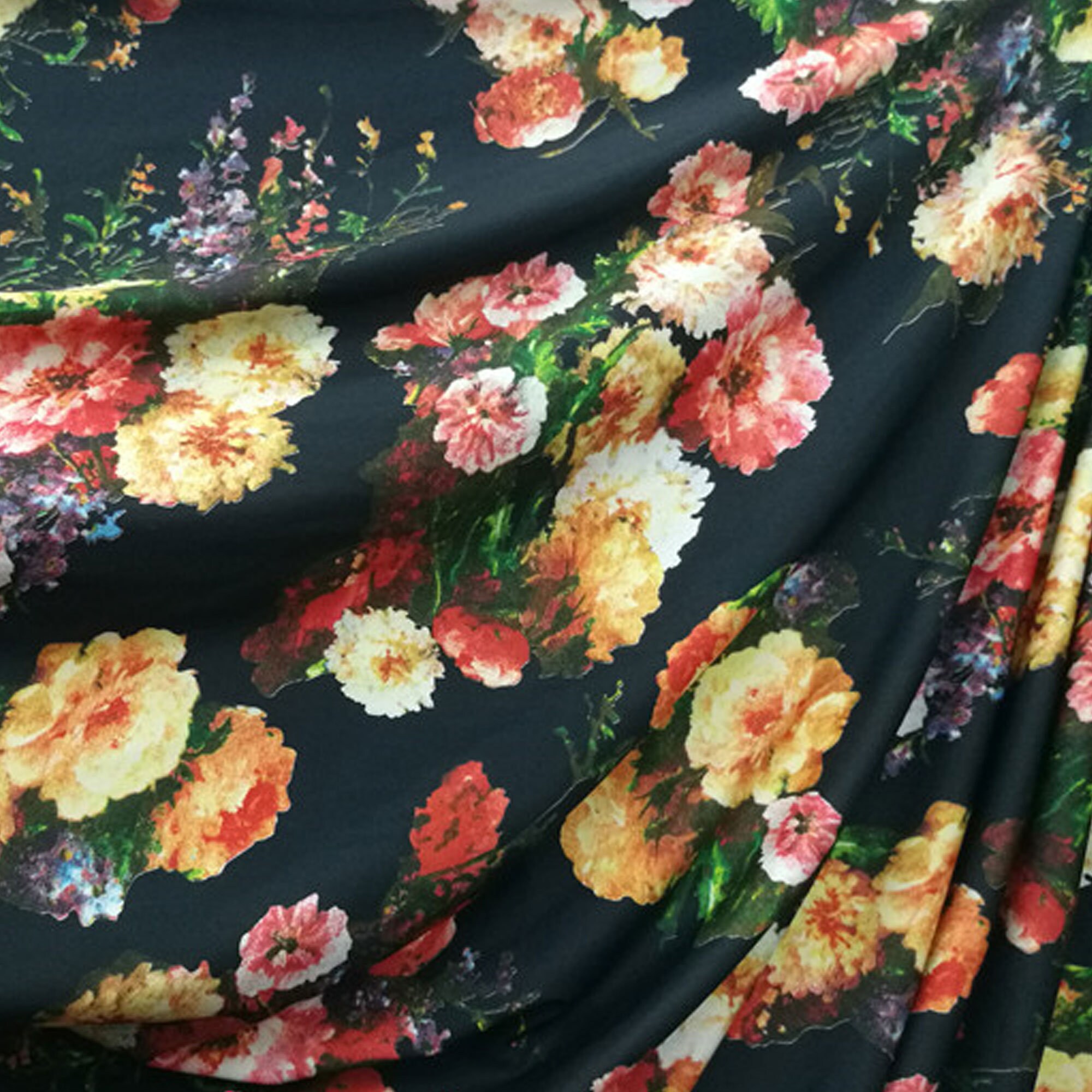 Colorful Flower Fabric by Yard Stretchy Blossom Daisy Fabric Overlay ...