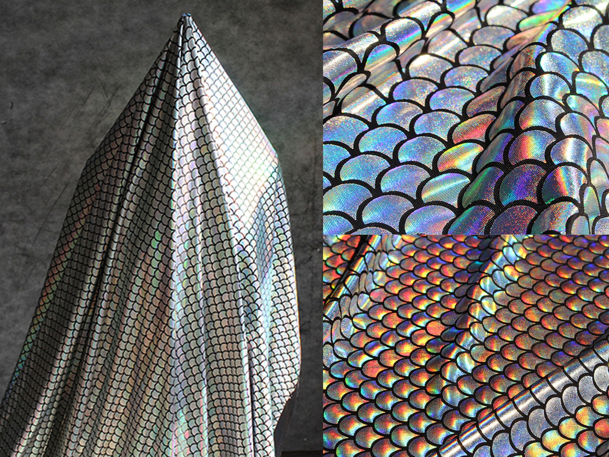 Colorful Fish Scale Fabric by the Yard Rainbow Costumes Overlay for ...