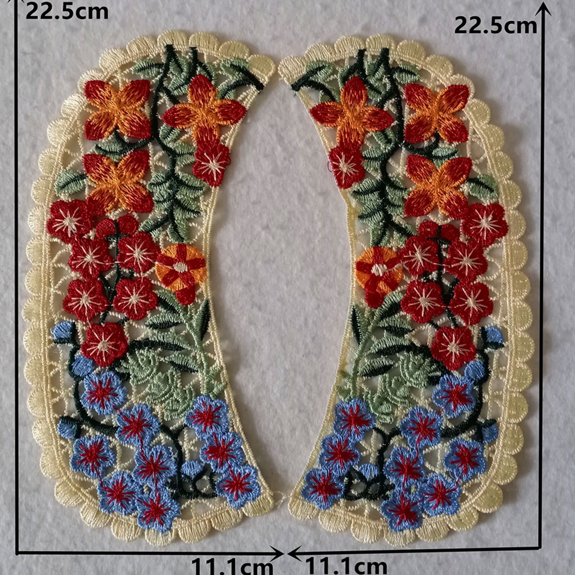 Floral Collar Applique Old School Flower Applique 1 Pair Colorful ...