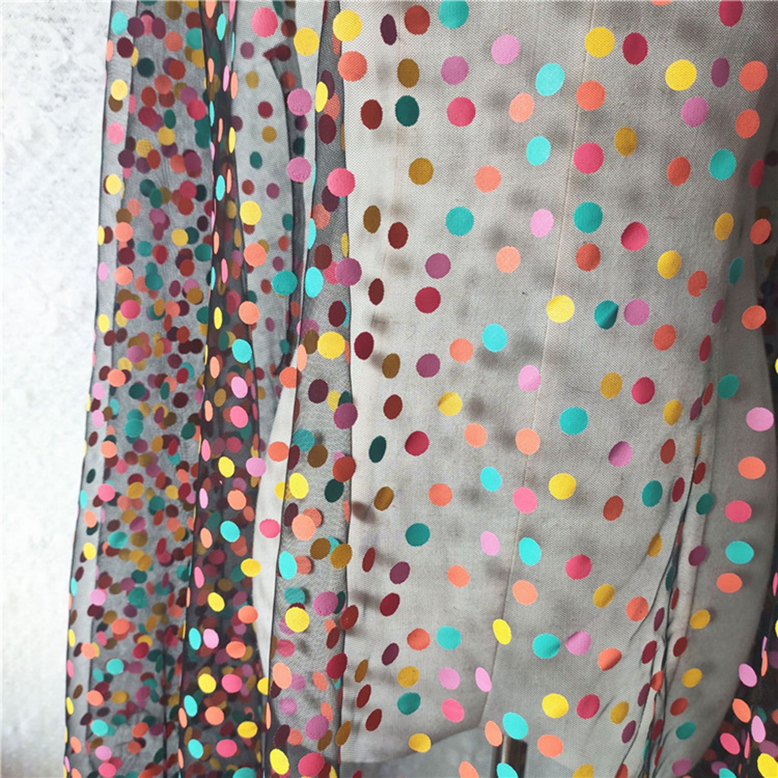 Colorful Spot Lace Fabric Dot Pattern Soft Lace Tulle Overlay for ...