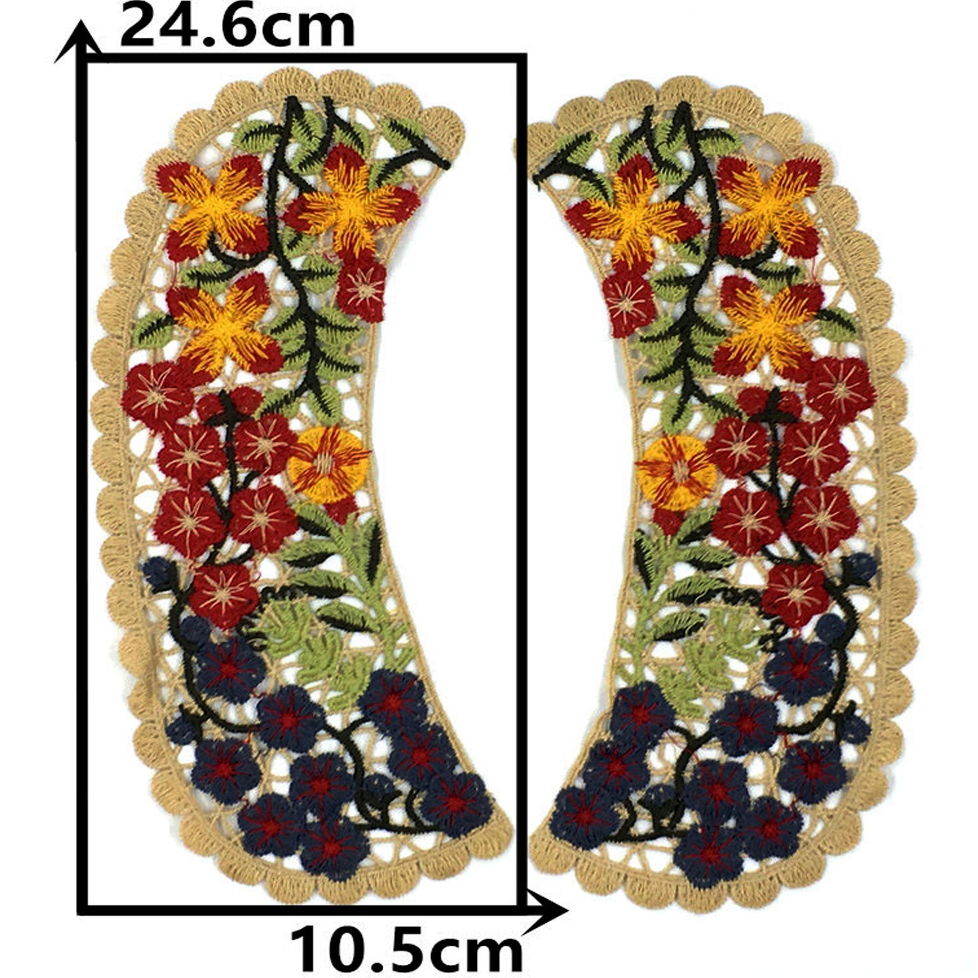 Floral Collar Applique Old School Flower Applique 1 Pair Colorful ...
