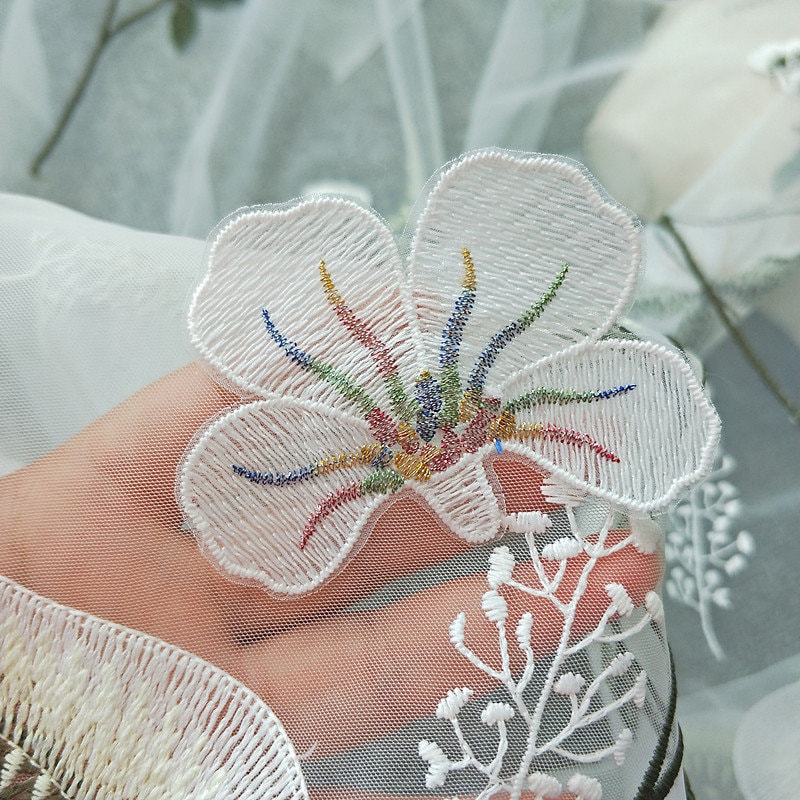 Calla Lily Lace Fabric by Yard Embroidery Flower Leaf Lace - Etsy