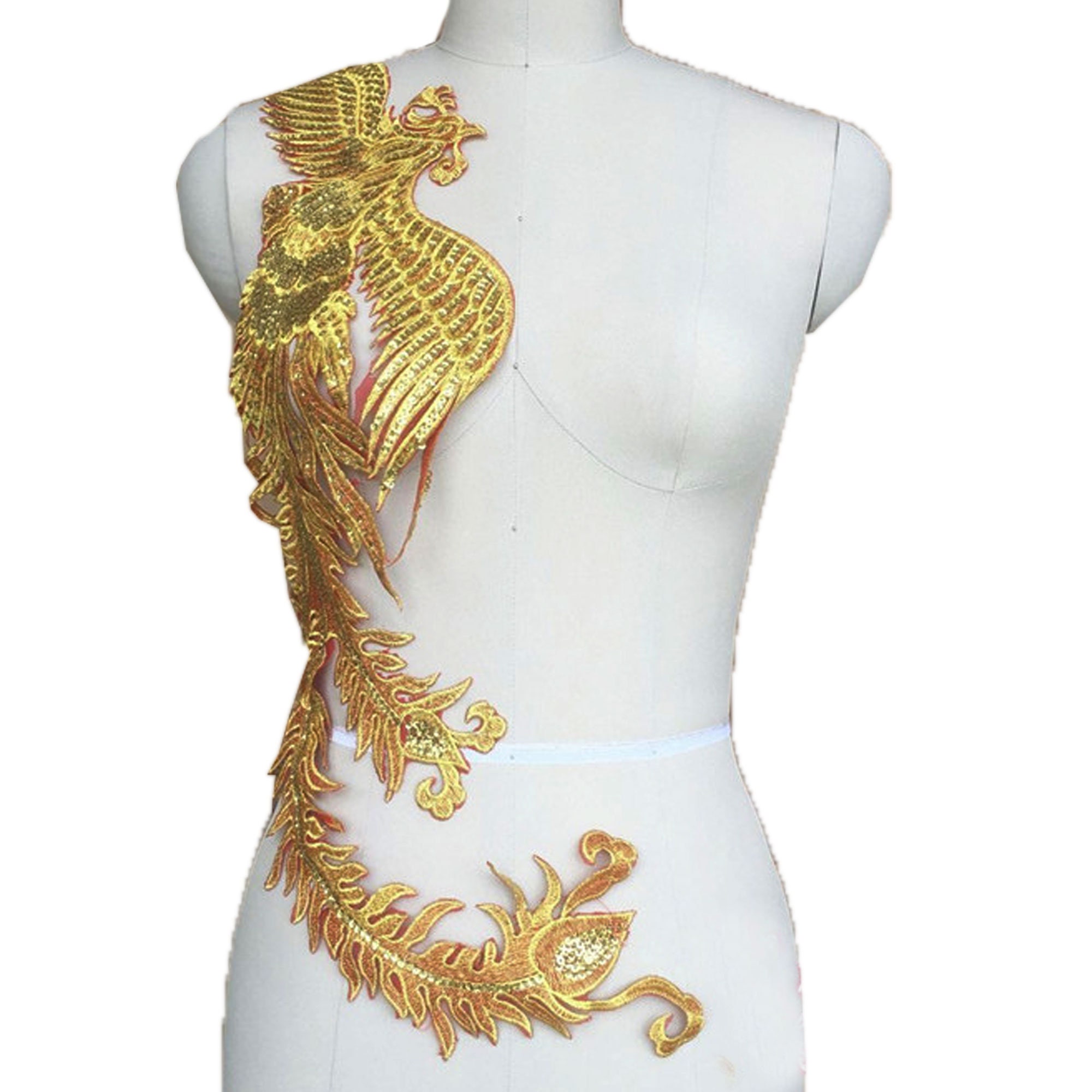 Golden Phoenix Applique Sparkling Flying Bird Patch Vintage - Etsy