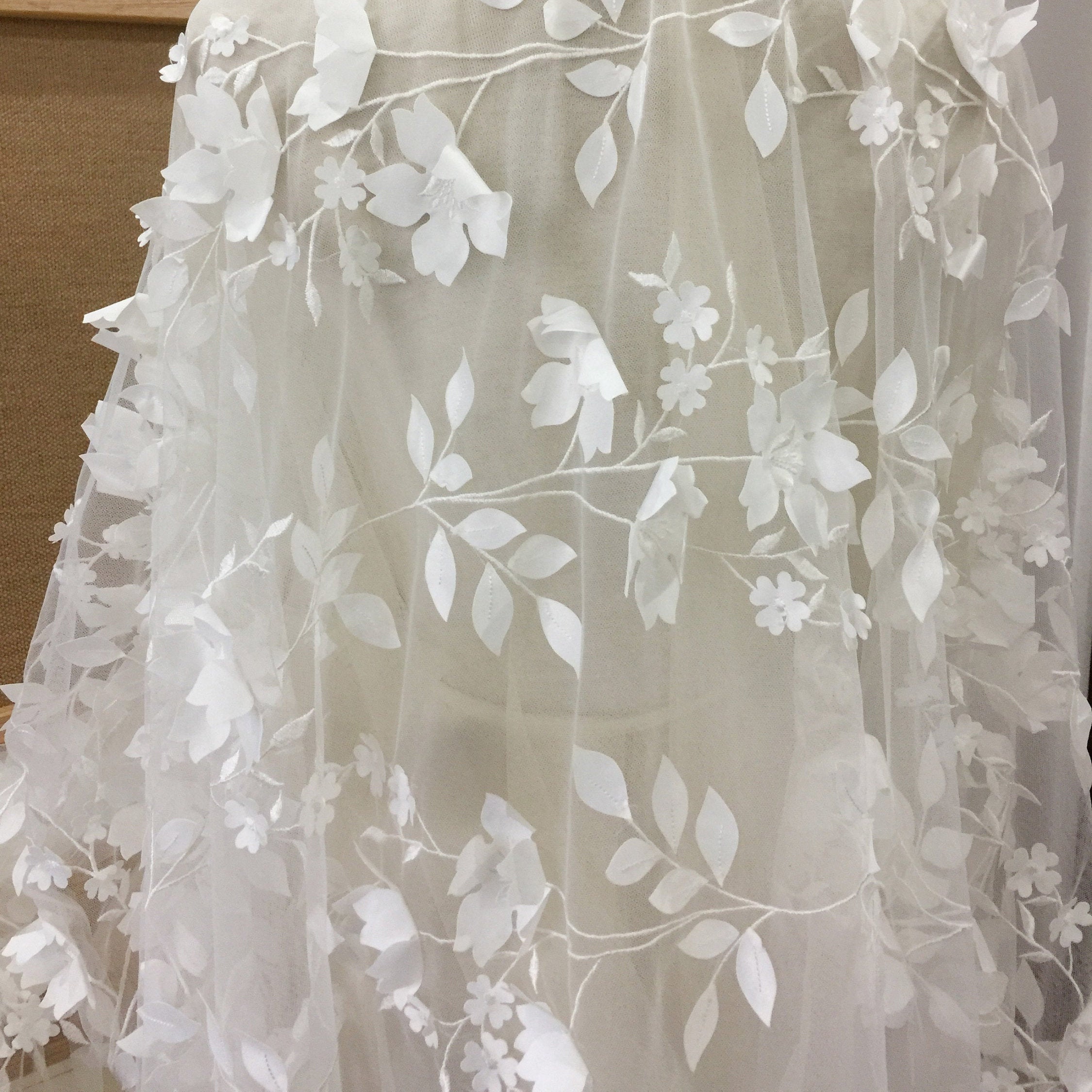 Leaves Vine Lace Mesh Fabric by Yard Lace Fabric Embroidery - Etsy