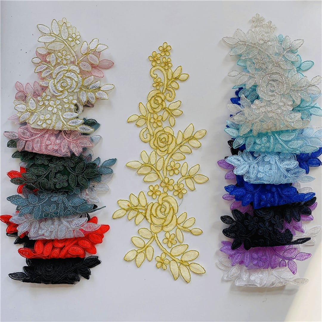 Rose Lace Applique Alencon Embroidery Patch Sewing Applique for Wedding ...
