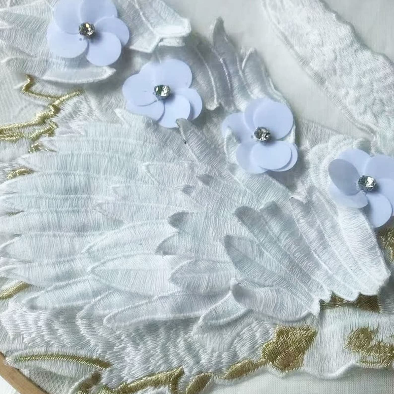 Swan Patch Beads Embroidery Flower Wings Swan Applique for Dress,shirts ...