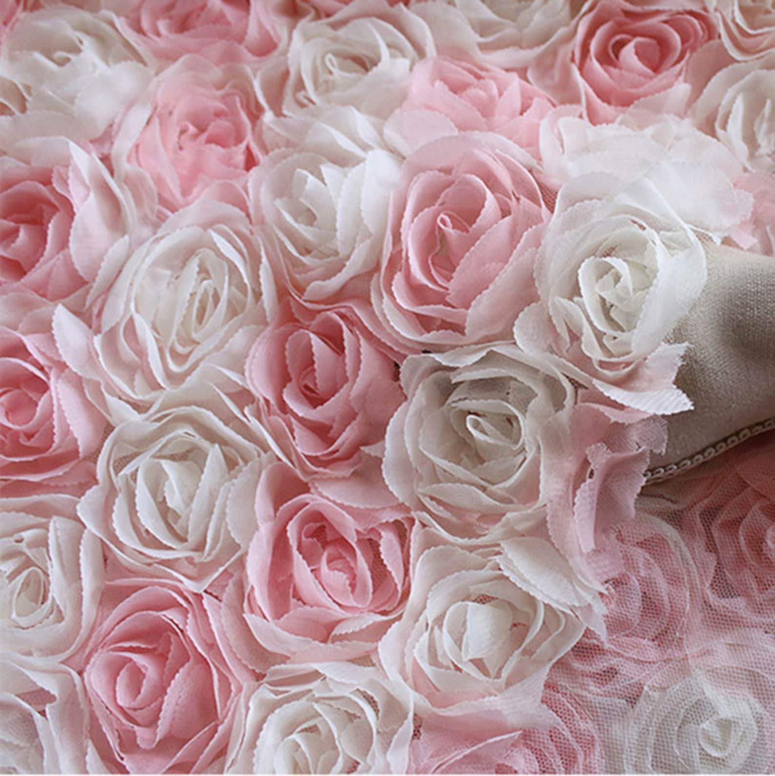 Embossed Rose Lace Fabric by Yard 3D Flower Fabric Lace for - Etsy
