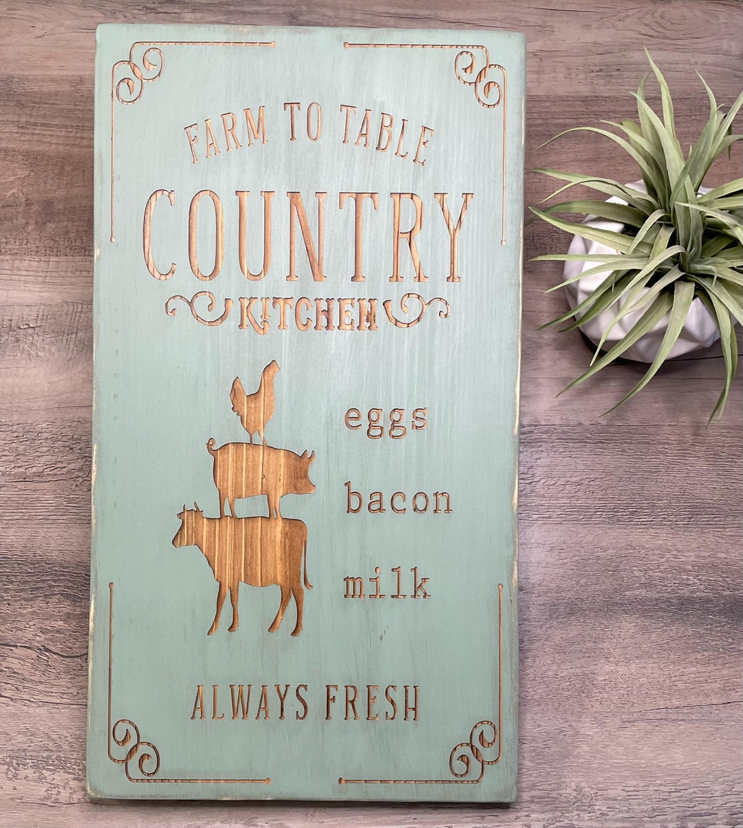 Rustic Farmhouse Laser-engraved Kitchen Sign: Country-inspired Wall ...