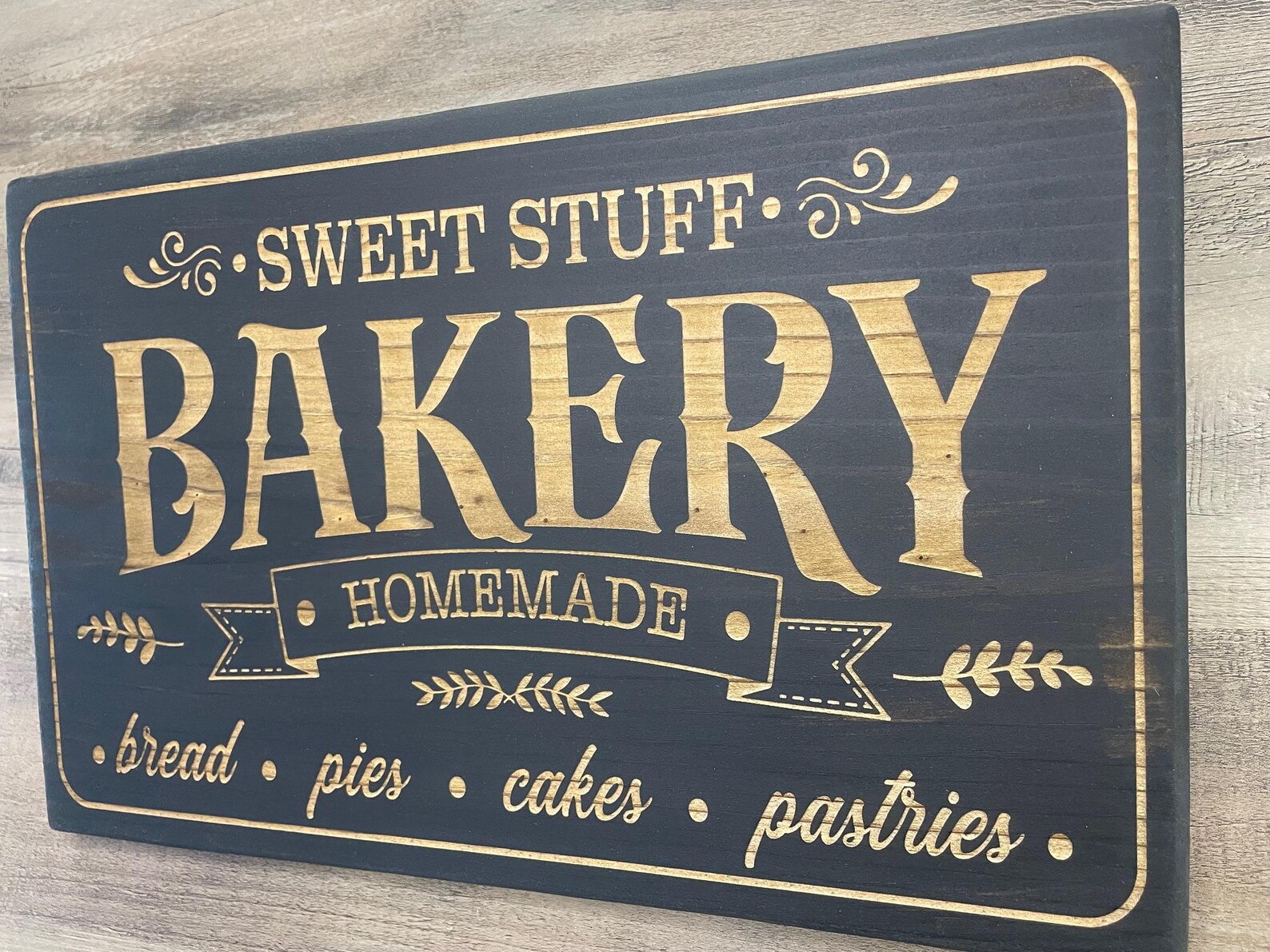 Rustic Farmhouse Bakery Sign - Sweet Stuff Kitchen Wall Decor - Vintage ...