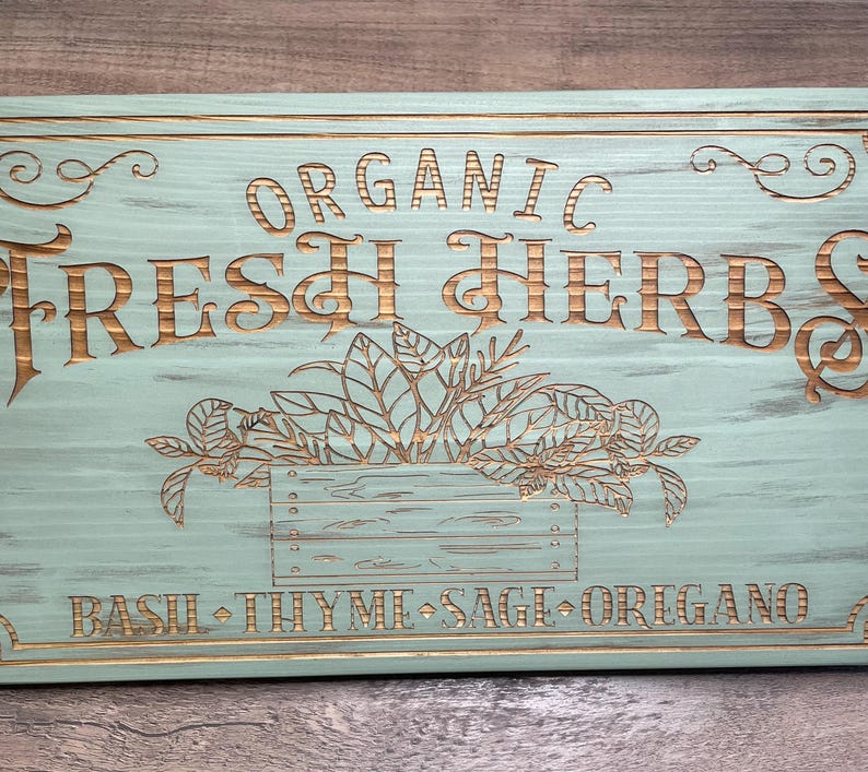 Rustic Farmhouse Sign Laser Engraved Herbs Kitchen Wall Decor - Etsy