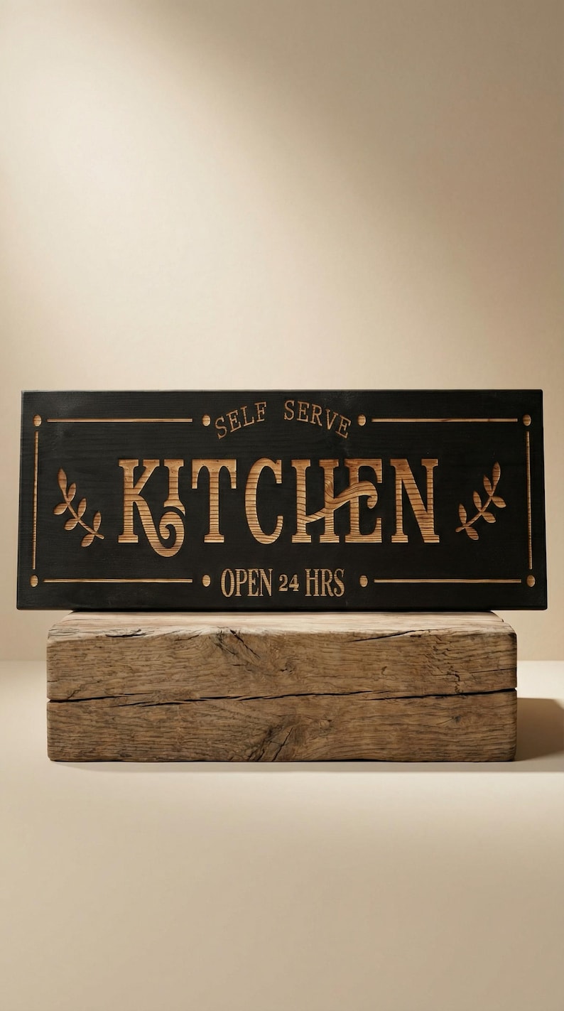 Rustic Farmhouse Kitchen Wall Sign: Vintage-inspired Black Laser-cut ...