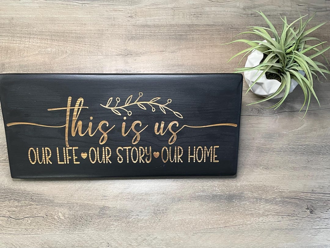 Rustic Farmhouse Family Wall Sign - Laser Engraved 'this is Us' Decor ...