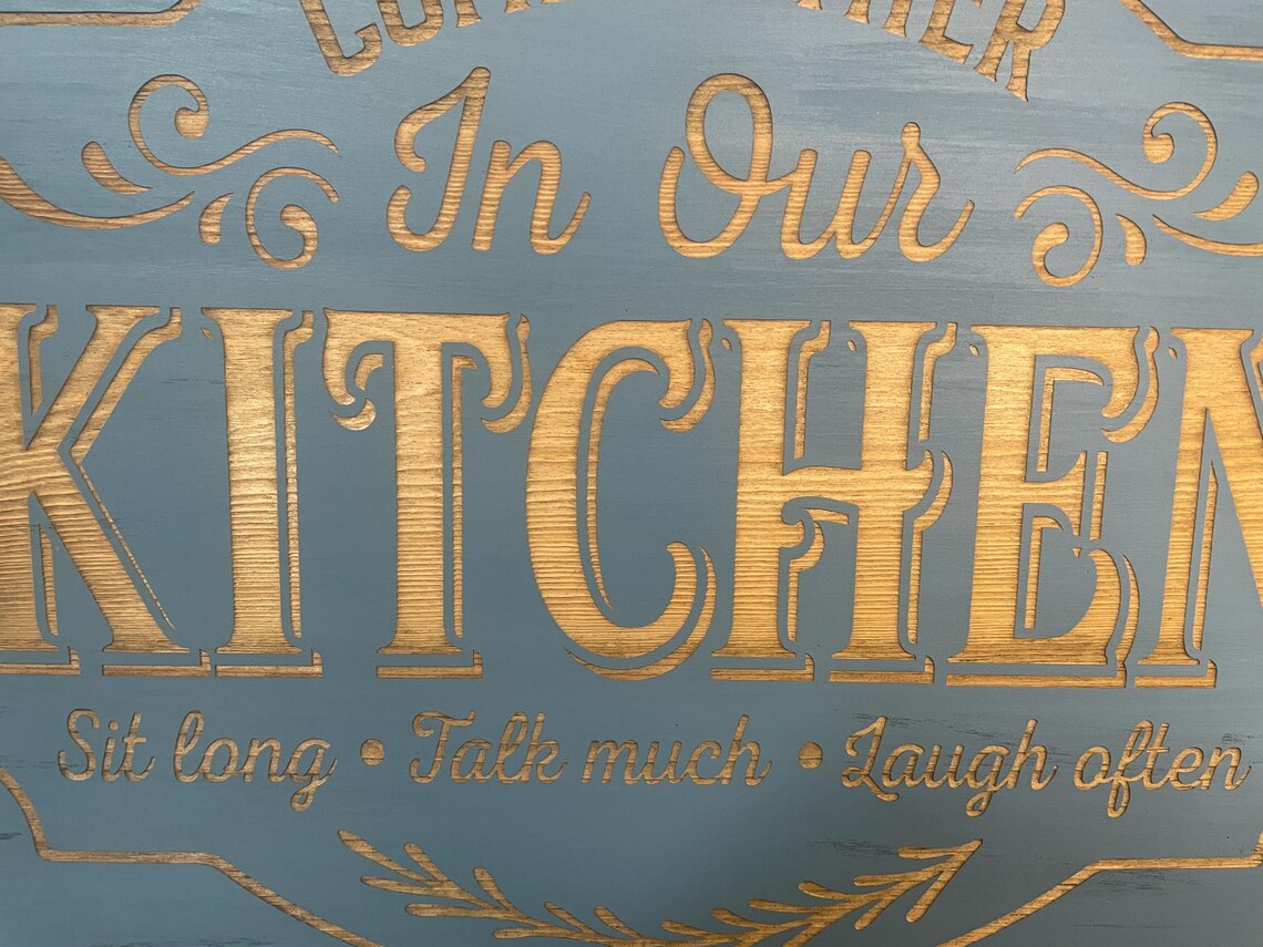 Rustic Blue Farmhouse Kitchen Sign - Vintage Inspired Wall Decor for ...